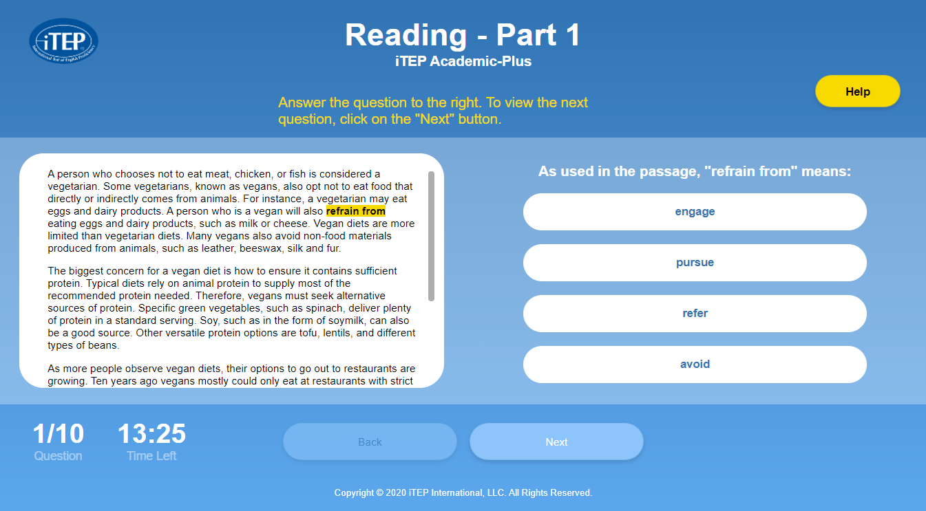 Setting Your Admissions Score – iTEP
